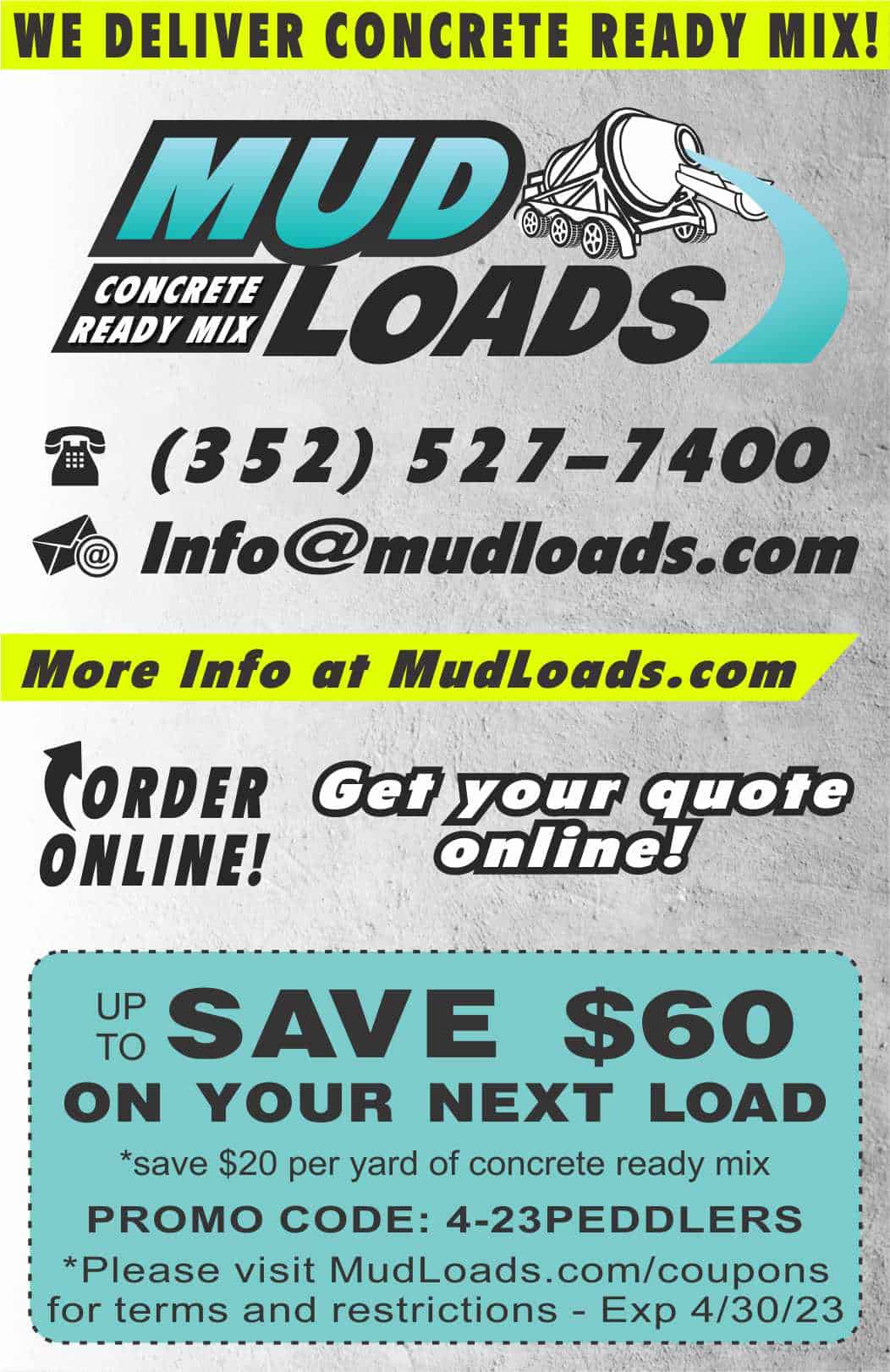 Coupons - Mud Loads Concrete Ready Mix